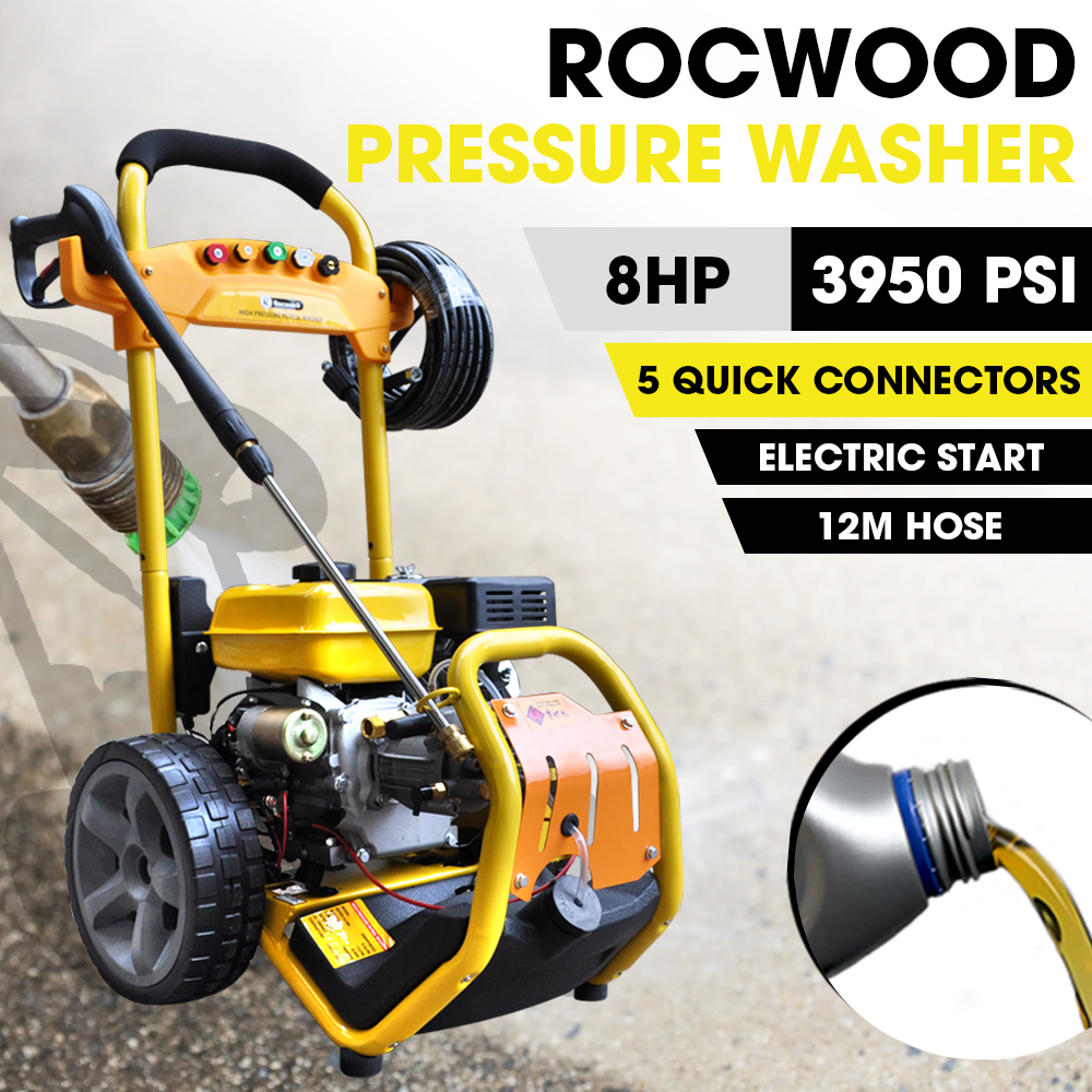 RocwooD ELECTRIC START Petrol Pressure Power Jet Washer 3950PSI 8HP 12M ...