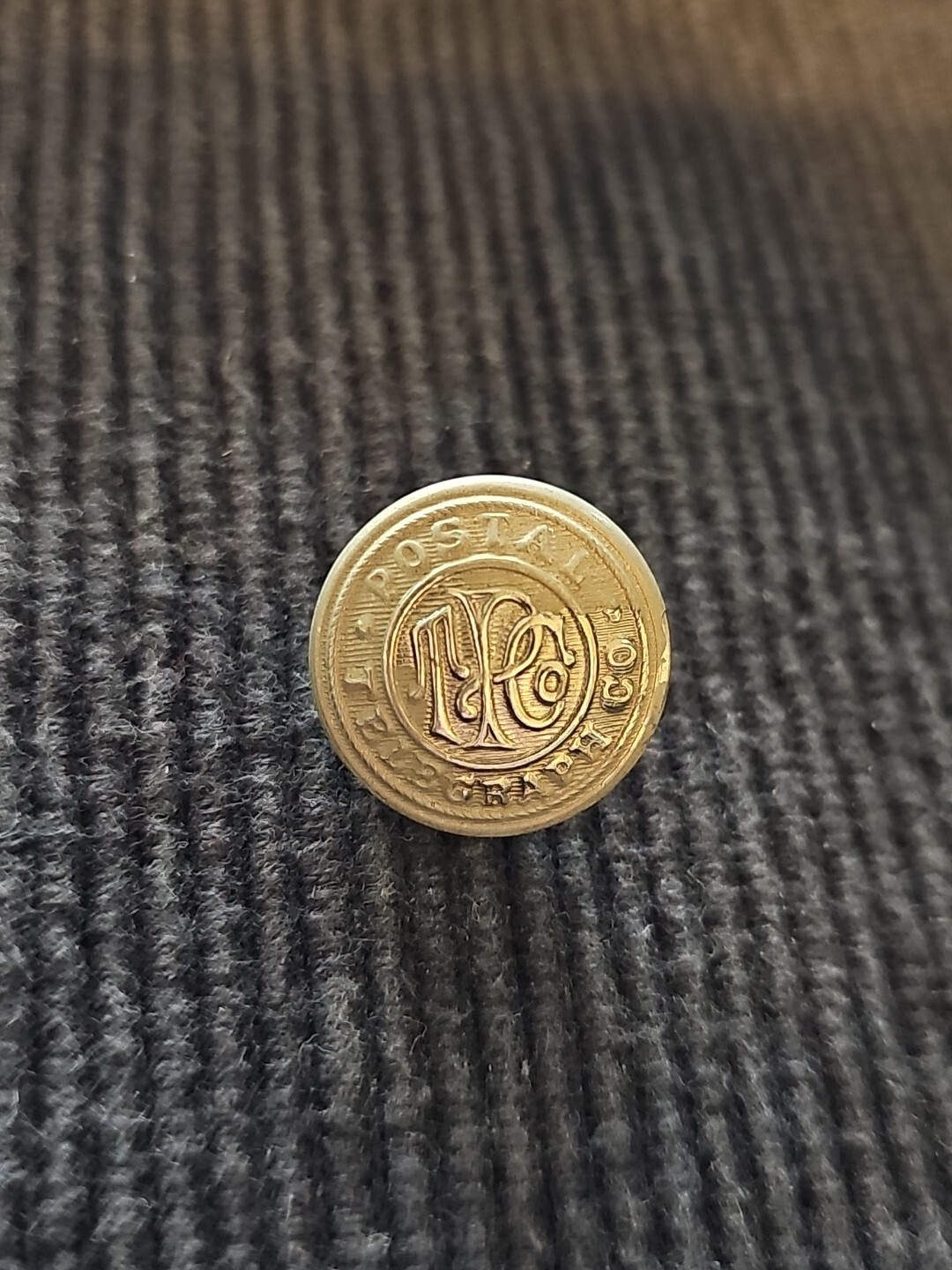 1890's Postal Telegraph Co. Railroad Uniform Button Browning King NY ...