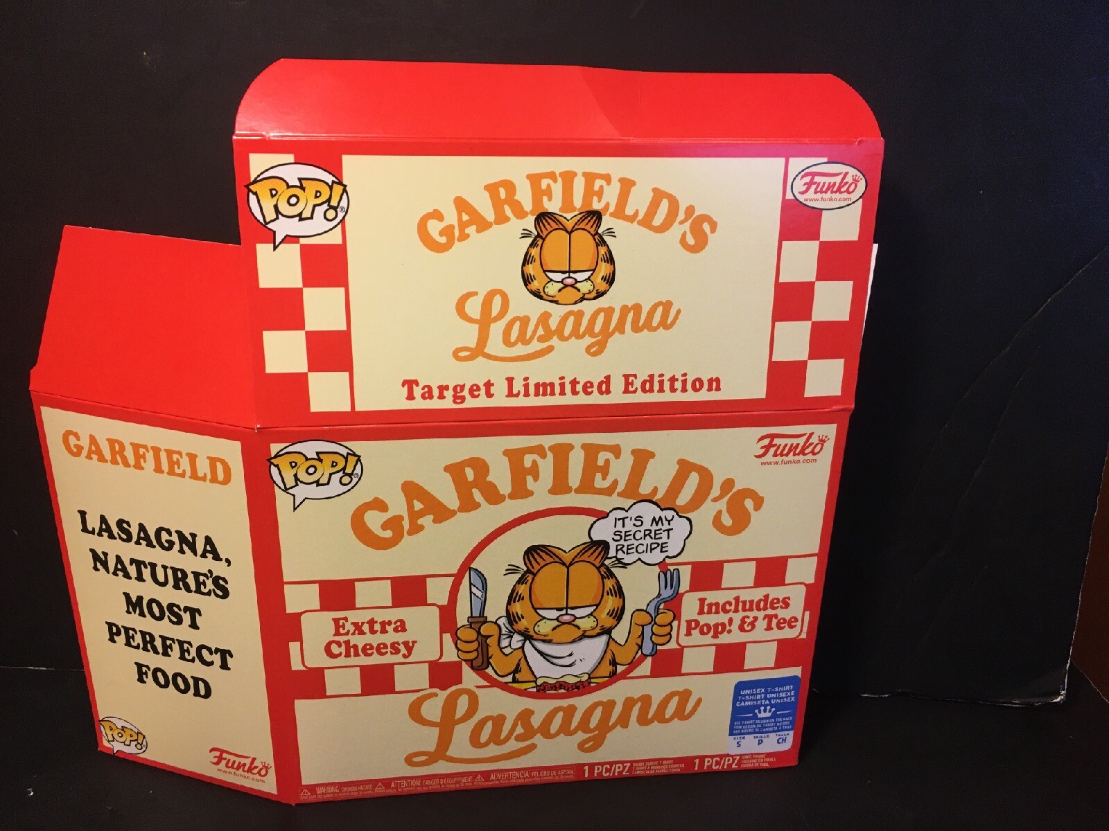 Garfield's Lasagna~Funko Pop! T-Shirt Target Exclusive CARDBOARD BOX ...