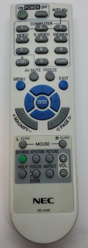 Original NEC RD-443E Remote Control NP1200 NP2200 NP3200 NPV230X ...