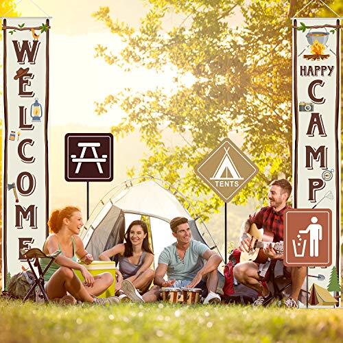 Camping Themed Party Decorations Set, Big Size Laminated Camping Sign ...