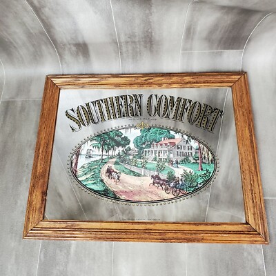 Vintage 1986 Southern Comfort Mirror Wood Frame 18.5 x 14.5in Bar ...