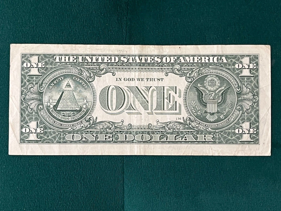 $1 One Dollar Bill Fancy Serial Number - Over Ink + High Sum of 57 + | eBay