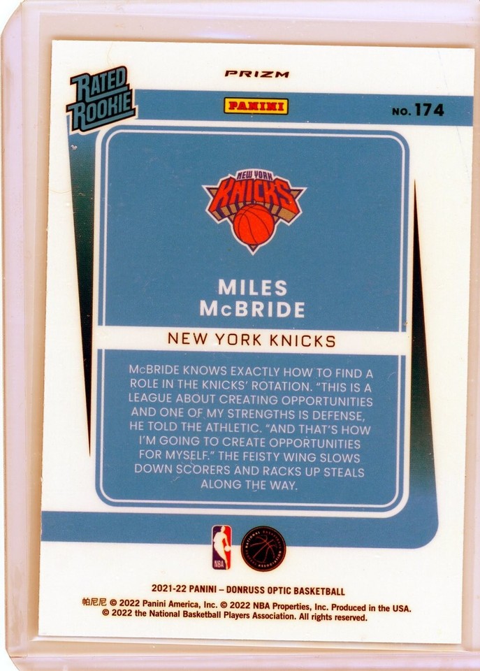 2021 Panini Donruss Optic Miles McBride Holo Prizm Rated Rookie RC #174 ...