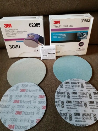 3M 02085 & 30662 Trizact Foam Discs, 6 inch, 3000 & 5000 grit (1 Sheet ...