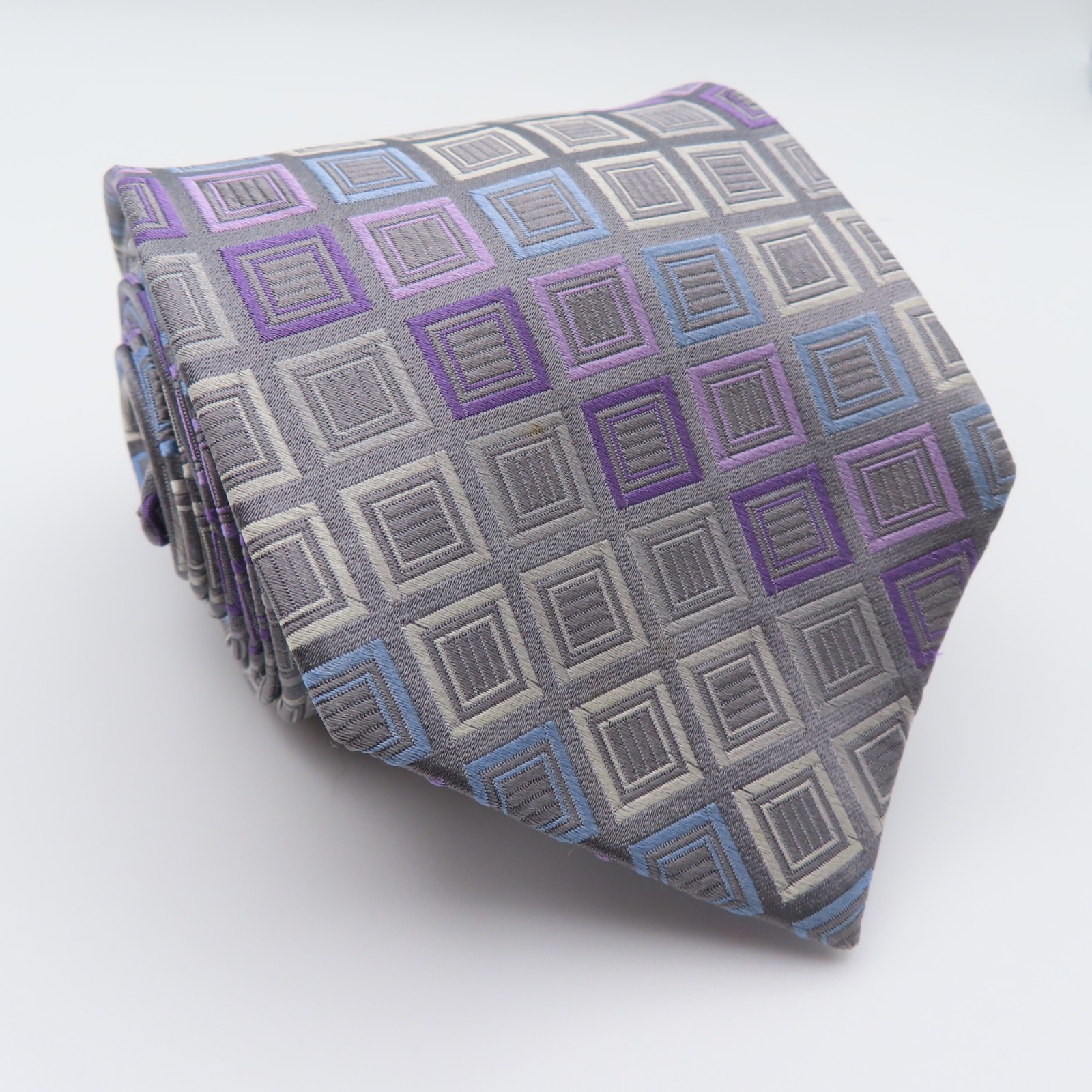 Michael Kors Tie Silk Purple Blue Gray Check 3.5" Wide 58" Long | eBay