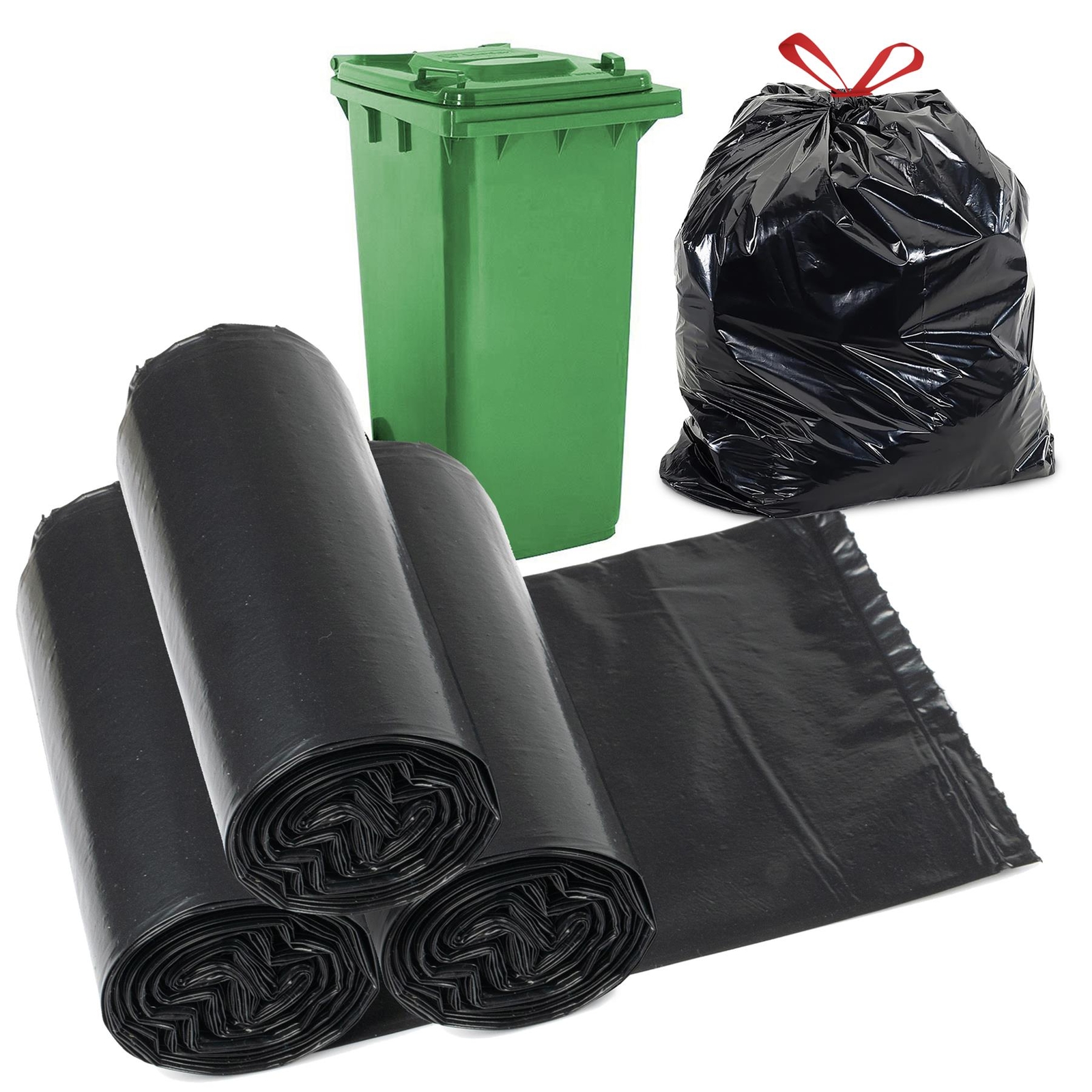 30L, 130L Black Bin Bags Home Kitchen Refusal Sacks Recyclable Bin ...