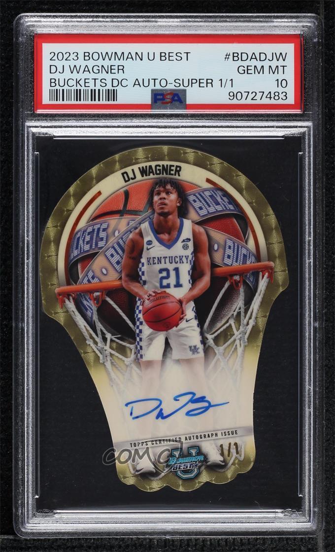 2023-24 Bowman University Best Superfractor 1/1 DJ Wagner PSA 10 GEM MT ...