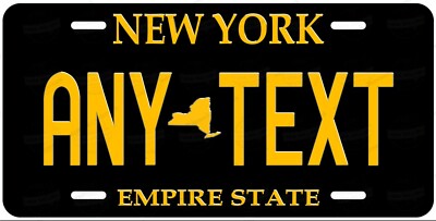New York Black License Plate Novelty Personalized w/ Any Text for Auto ...
