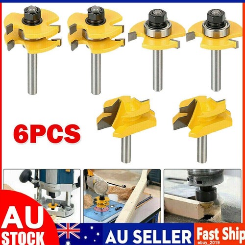 6pcs 45 Degree Tongue / Groove Lock Miter Router Bit Woodwork Cutter 1/ ...