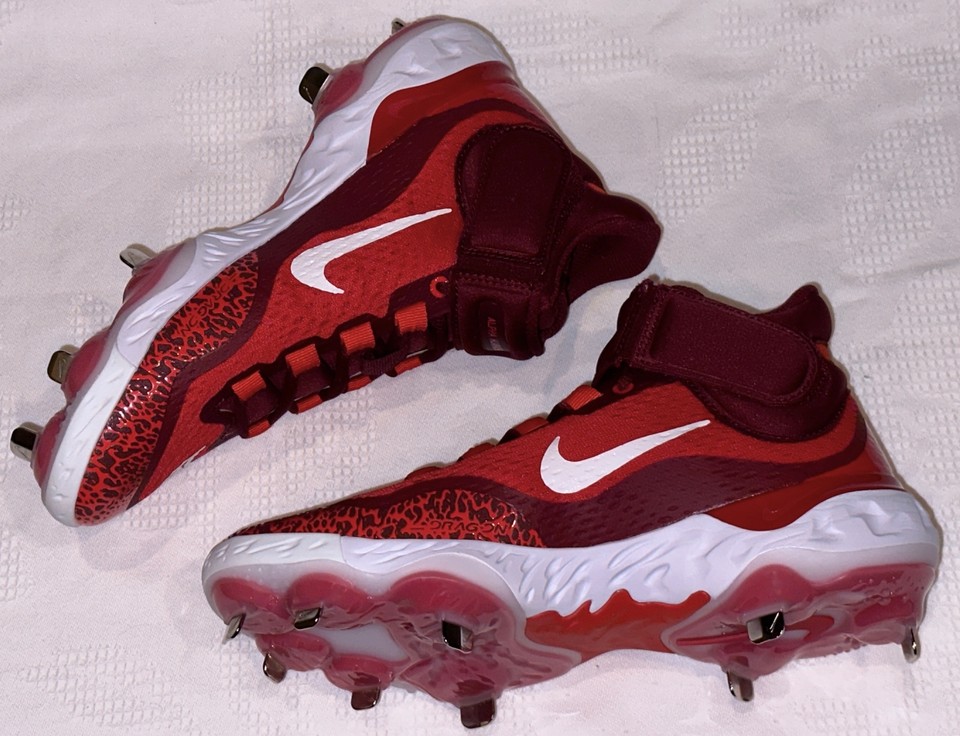 NIKE Alpha Huarache Elite 4 Mid Red Team Red Metal Spike Baseball ...