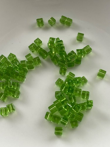 Lime Green Crystal Cube Beads, 4x4mm, 70 count | eBay