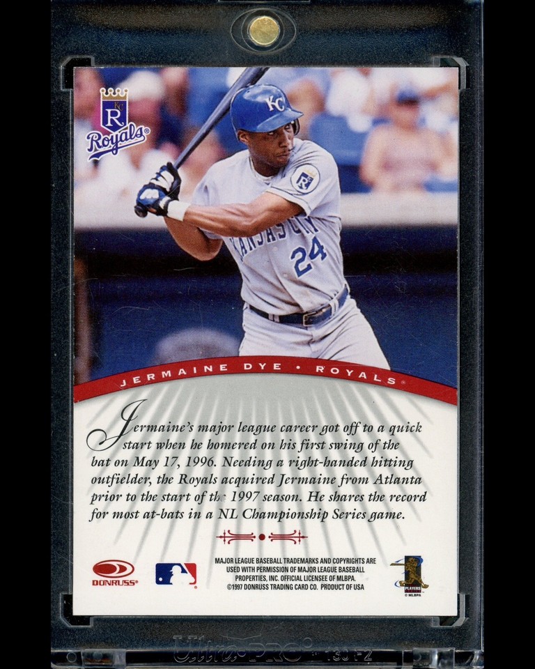 1997 Donruss Signature Series Jermaine Dye Autograph Kansas City Royals ...