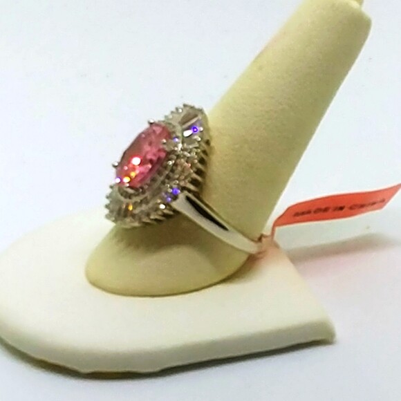 Simulated Pink and White Diamond Ring Size 10 Original Box | eBay