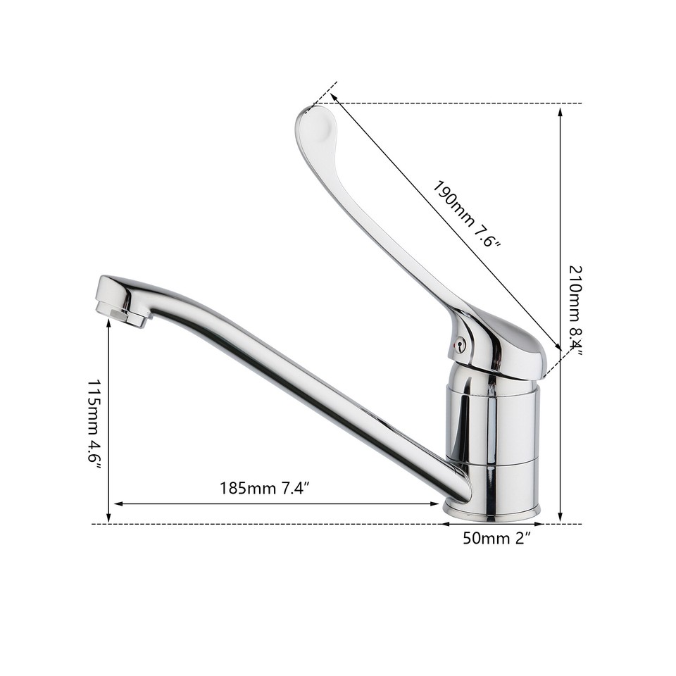 Medical Faucet Long Handle Single Hole Mixer Faucet Hospital Arm Touch ...