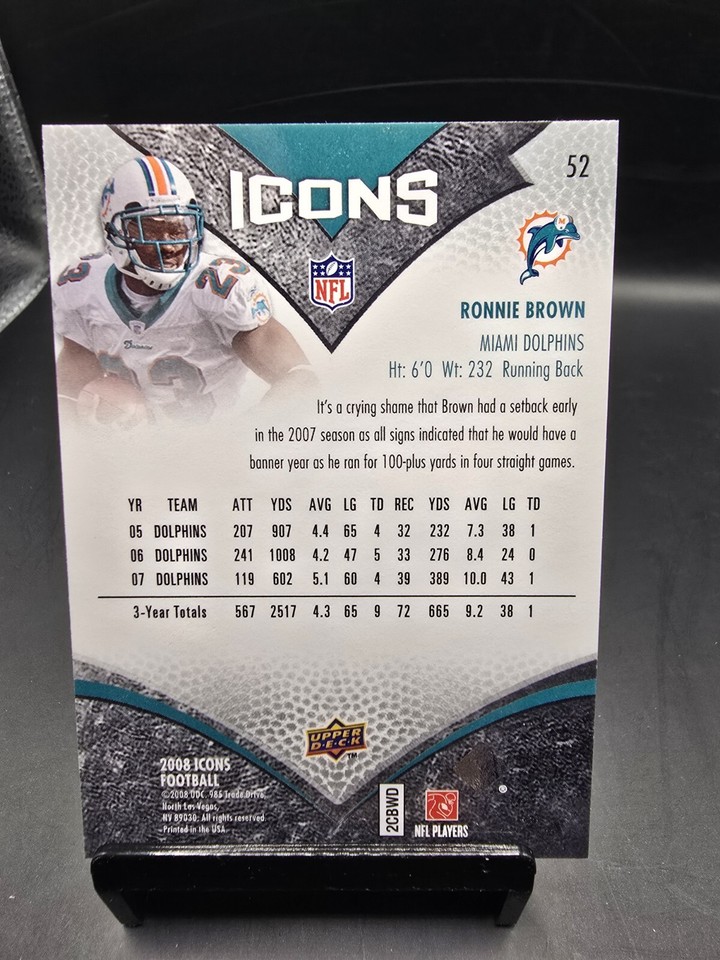 2008 Upper Deck Icons Ronnie Brown #52 - Miami Dolphins | eBay
