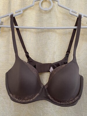 Victorias Secret 34D Lined Demi Bra Brown With Lace Accents | eBay