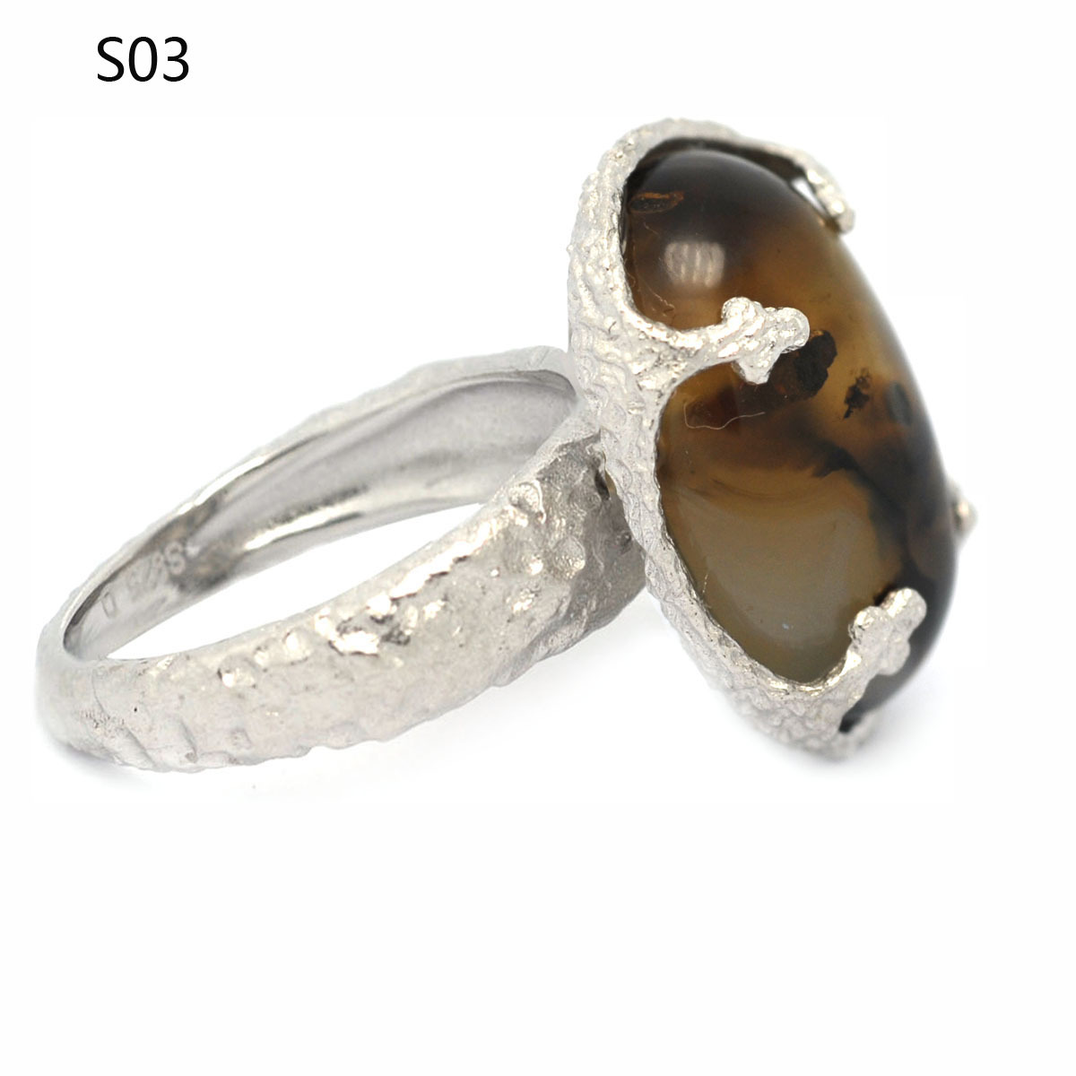 De Buman Natural Agate 925 Silver Ring Size 7 | eBay
