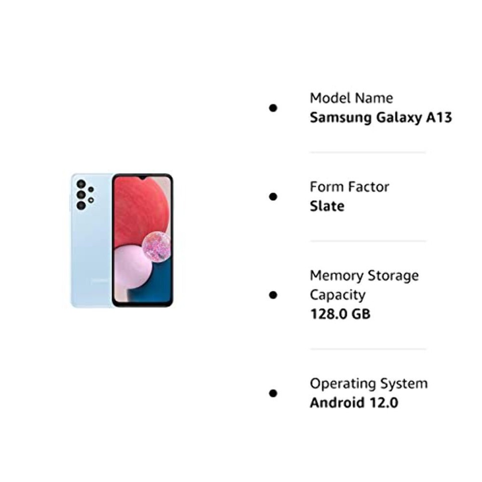 SAMSUNG Galaxy A13 (SM-A135F/DS) Dual SIM - 128 GB - Factory Unlocked ...