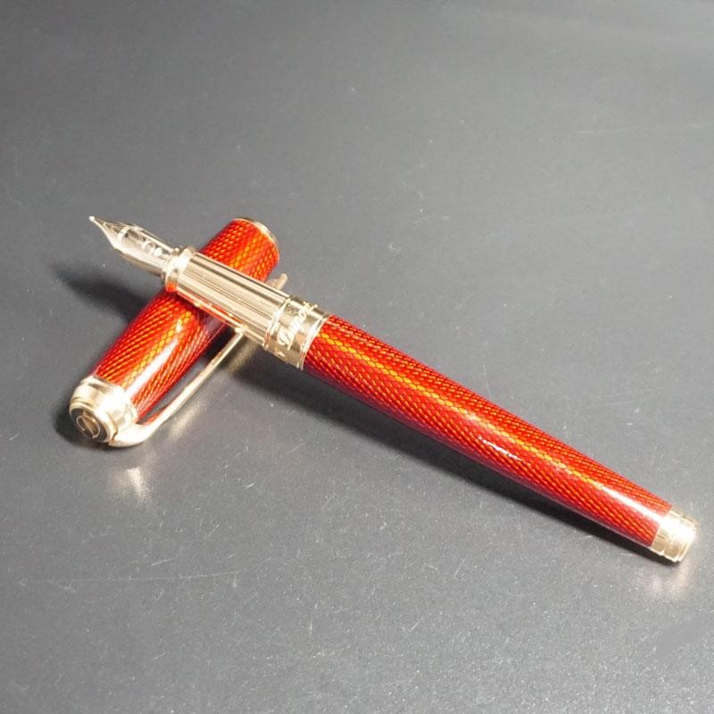 Import duty included Dupont S.T.Dupont Fountain Pen Guilloche Red Ruby ...