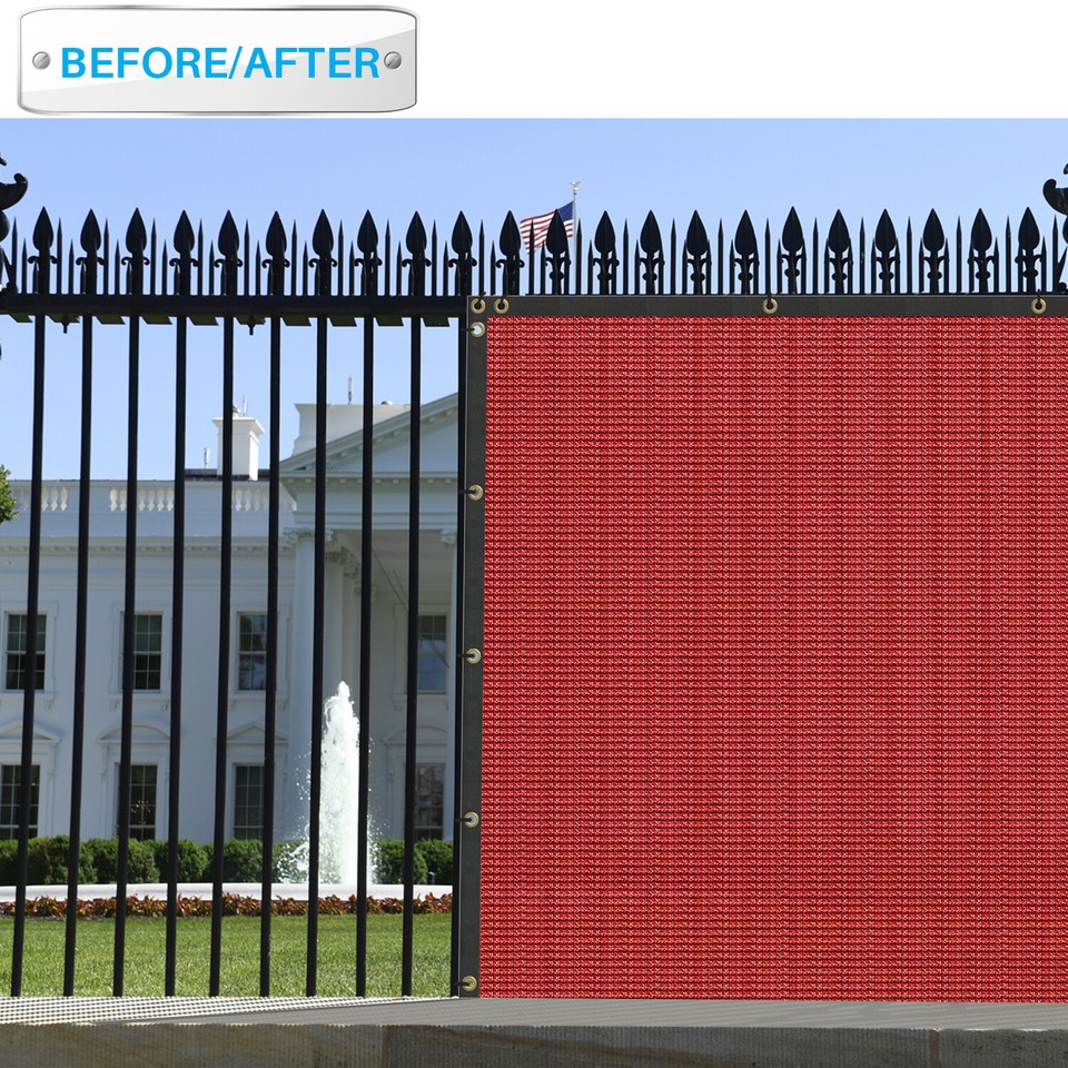 9ft Privacy Fence Screen Red Windscreen Heavy Duty Mesh Garden Shade ...