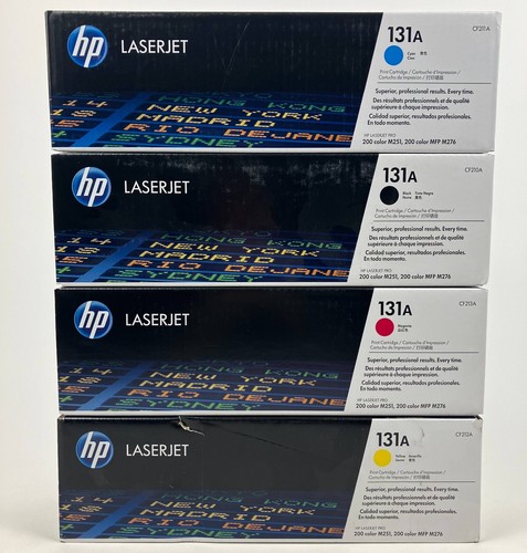 GENUINE HP 131A Set CF210A, CF211A, CF212A, CF213A Toner Cartridges ...