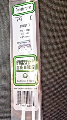 Evergreen Scale Models #264 Channels .125" (3.2 mm), 4 pieces - Details ...