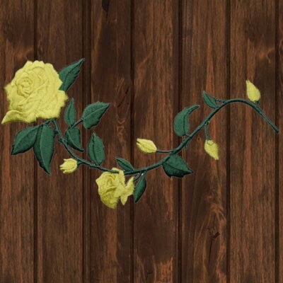 Large Yellow Rose Embroidered Patch — Iron On | eBay