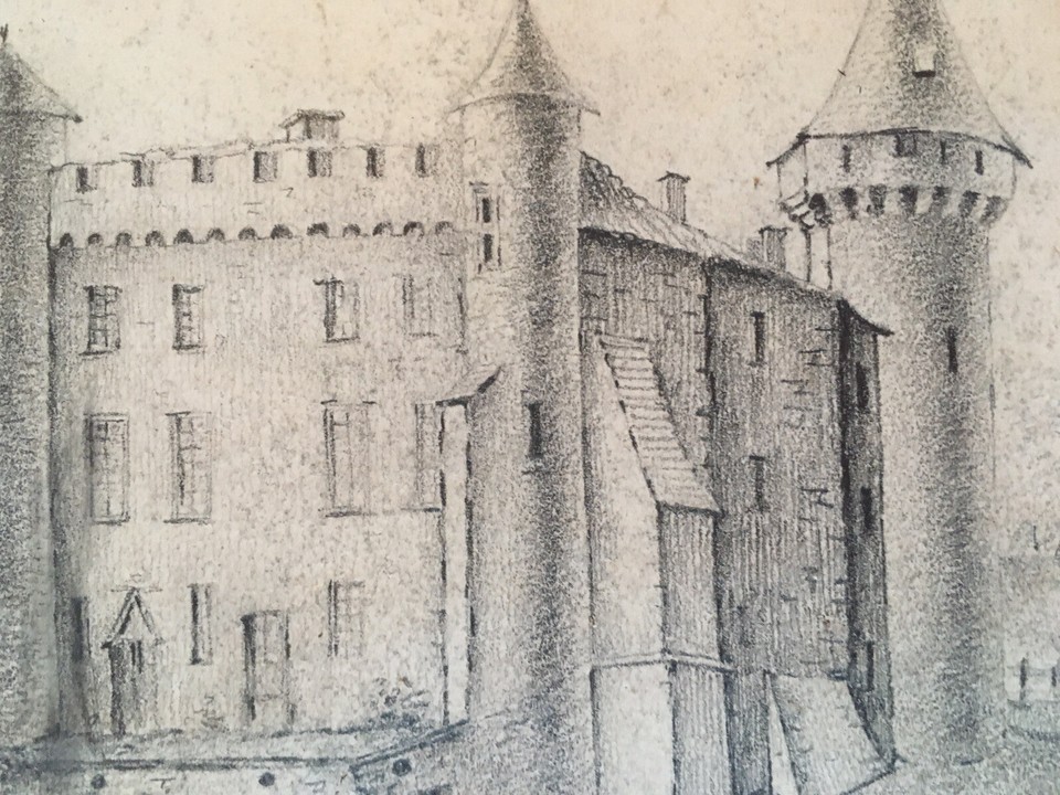 Pencil Drawing On Paper Château De Brède Montesquieu 1836 Architecture ...