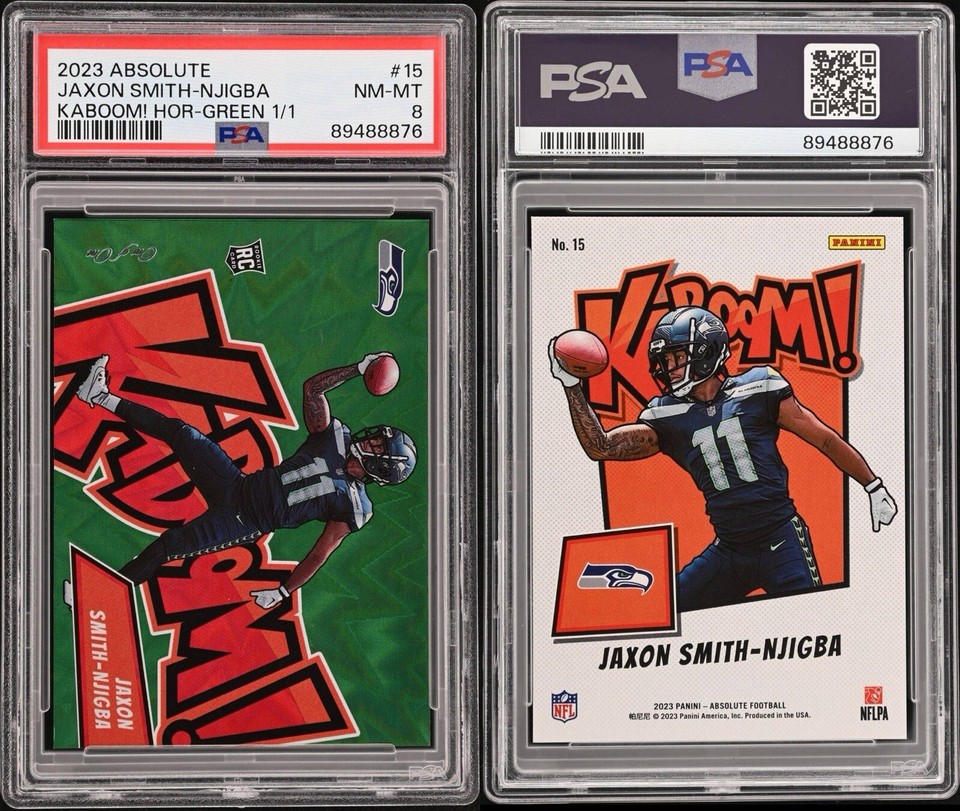 2023 Absolute Jaxon Smith-Njigba Green KABOOM 1/1 PSA 8 RC Rookie ...