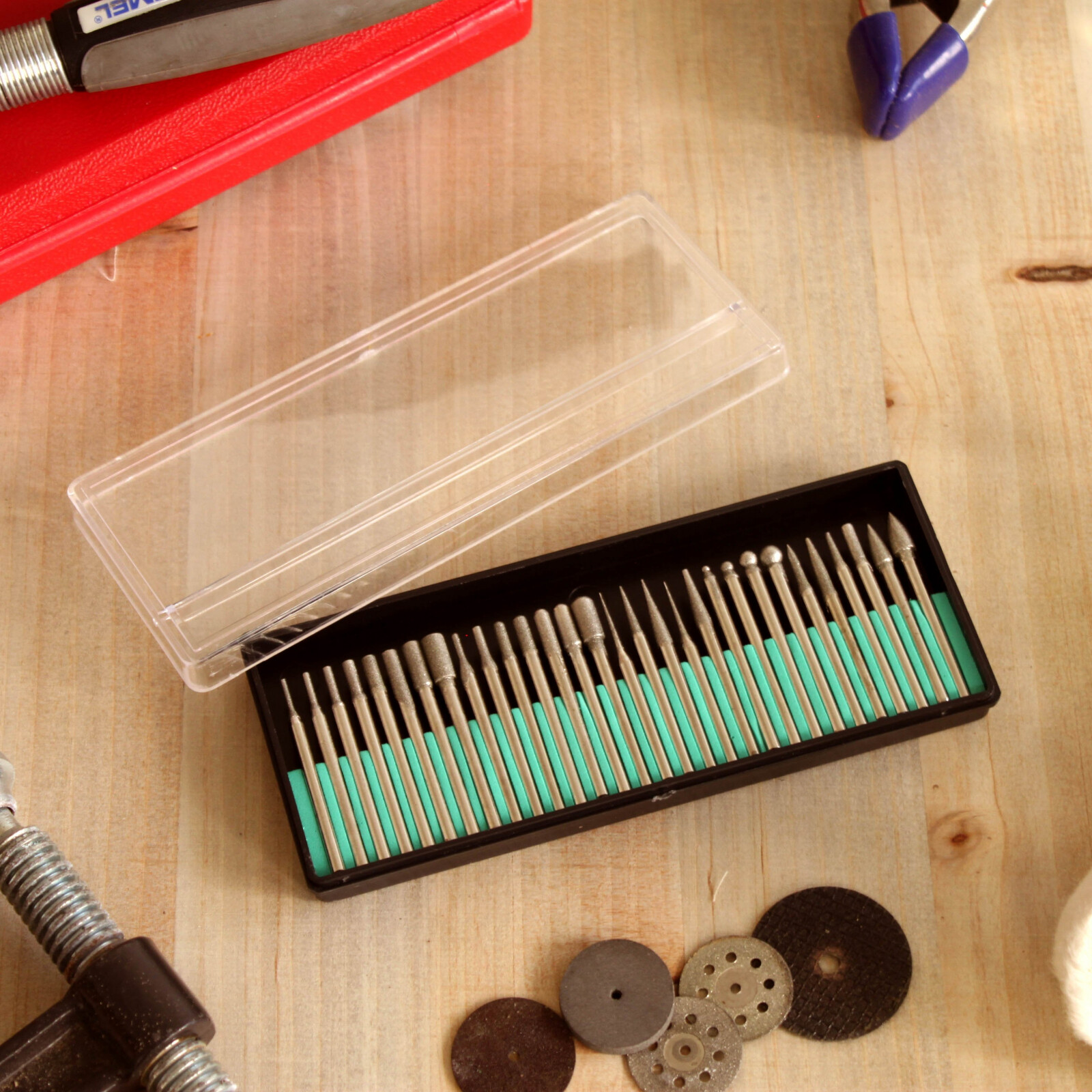 30pc Diamond Tip Cutting Burr Bit Set for Rotary Tool (Many Grit Sizes ...