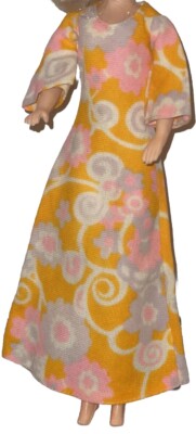 Shillman Mod Fashion Doll Barbie Clone Flower Orange Maxi Dress 3/4 ...