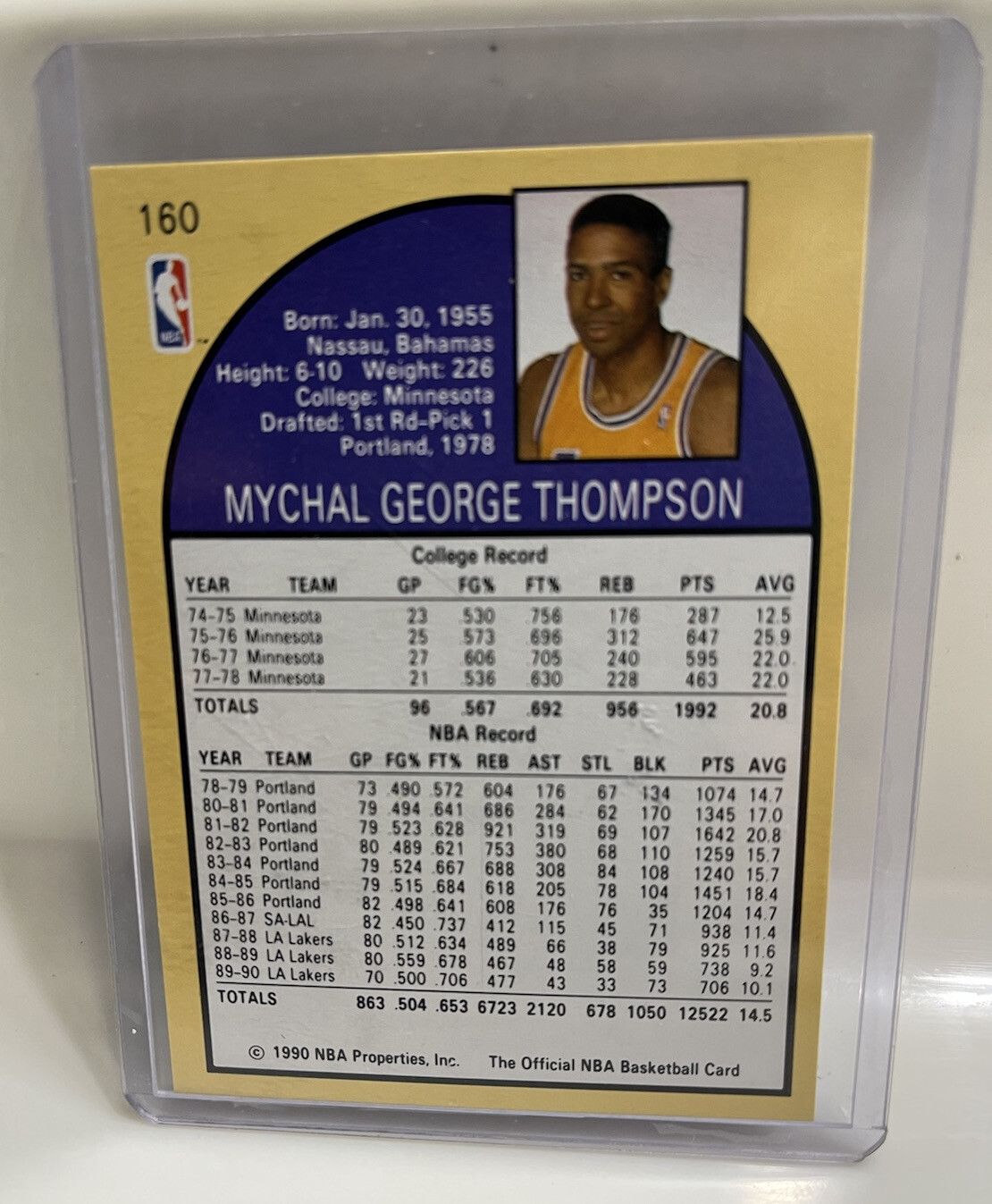 Cliff Robinson Rookie RARE ERROR (Back Mychal Thompson) 1990 NBA Hoops ...