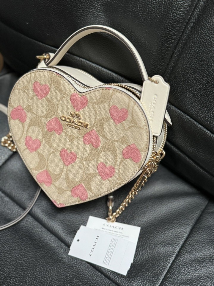 Nwt coach Heart Crossbody In Signature Canvas With Heart Print 2024 ...