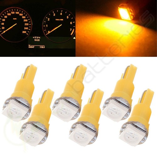 6X 5050 1SMD Amber LED T5 Dashboard Cluster Side Indicator light Bulb ...