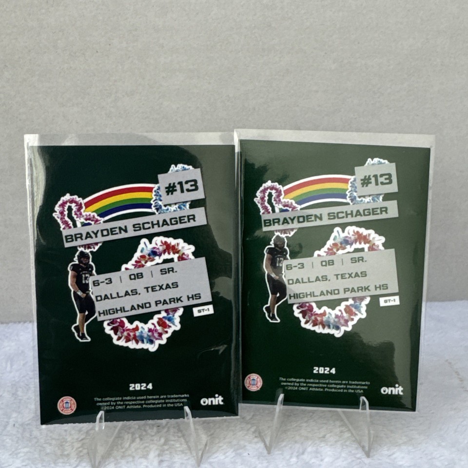 BRAYDEN SCHAGER LOT 2024 Onit Athlete Hawaii Sticker Series Holofoil SP ...