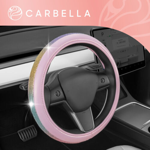 Pink Car Steering Wheel Cover Protector for Women Cute Rhinestone Bling ...