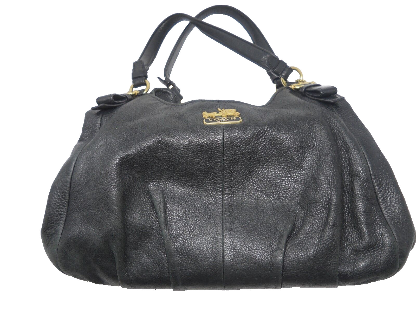 Coach Madison Pearlized Black Leather Maggie Hobo Sho… - Gem