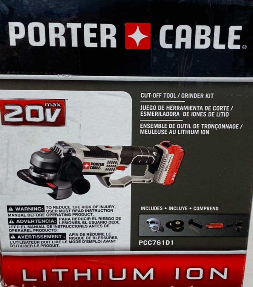 Porter-Cable PCC761D1 20V MAX 11 Piece 4-1/2" Angle Grinder W/Battery ...