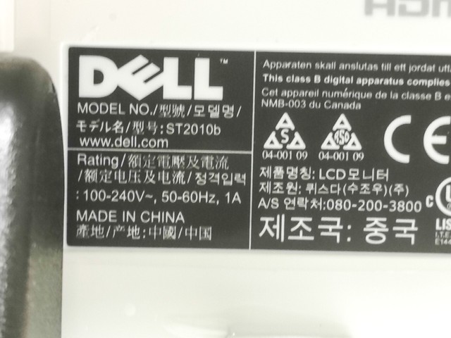 Dell ST2010B 20" 1600 X 900 VGA HDMI 5ms Widescreen LCD Monitor *tested ...