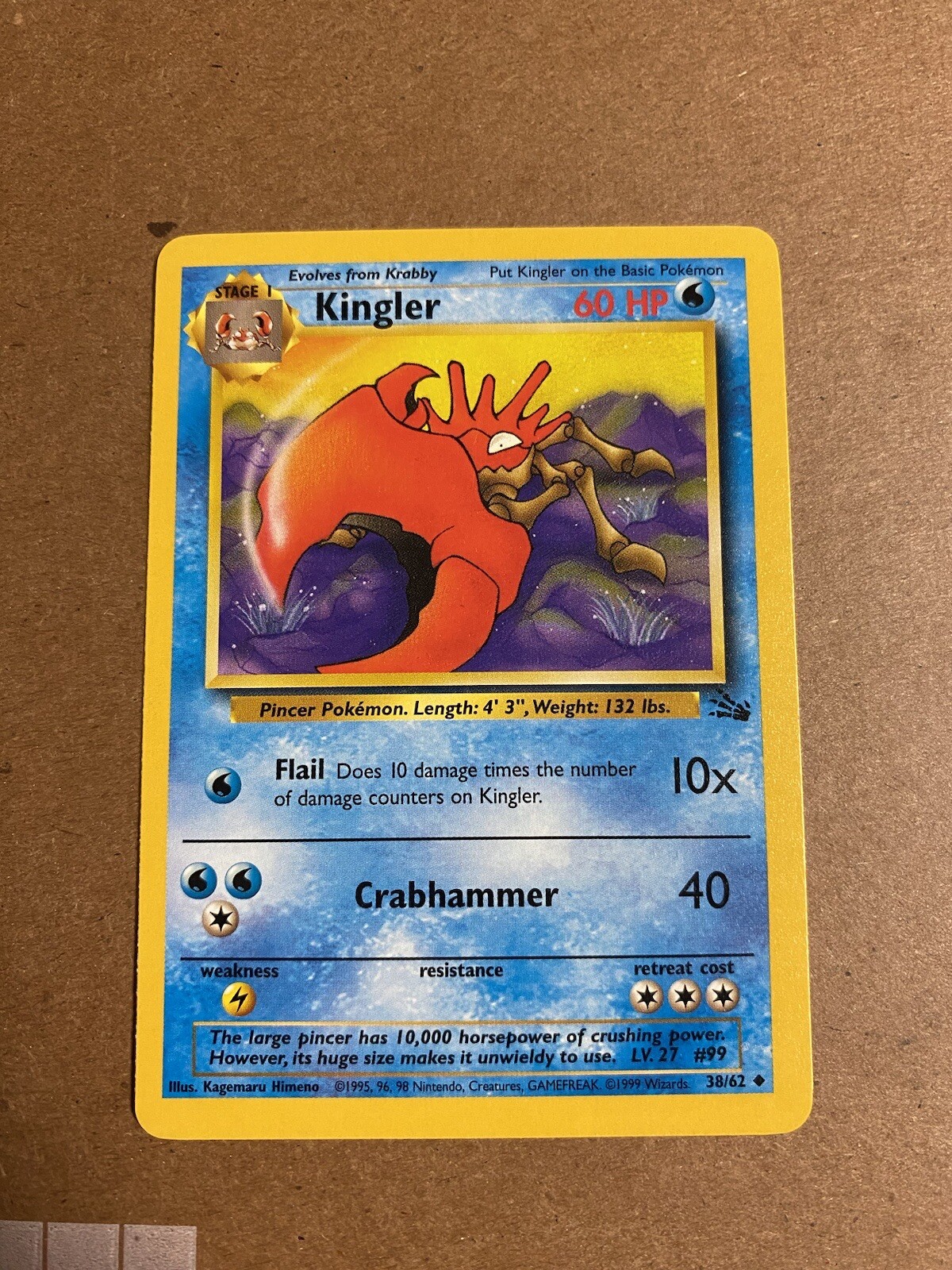 POKéMON Kingler 38/62 Fossil Set. Non Holo Uncommon. | eBay