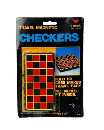 Vintage Cardinal Mini Magnetics Checkers Travel Size Miniature Board ...