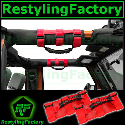 Deluxe Extreme RED Roll Bar Grab Handle for 77-16 Jeep Wrangler JK TJ ...