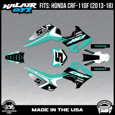 Graphics Kit for Honda CRF110 (2013-2018) CRF 110 Venom Series - Teal ...