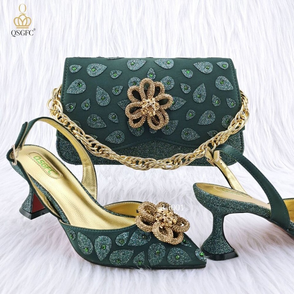 Women Classic Style Hand Bag Matching High Heels Wedding Party Shoe and ...