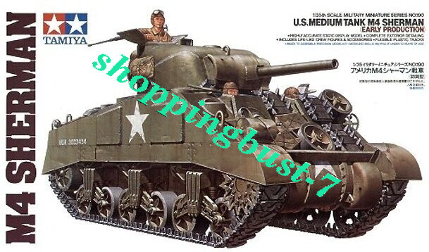 Tamiya 35190 1/35 Scale Model Kit U.S Medium Tank M4 Sherman Early ...