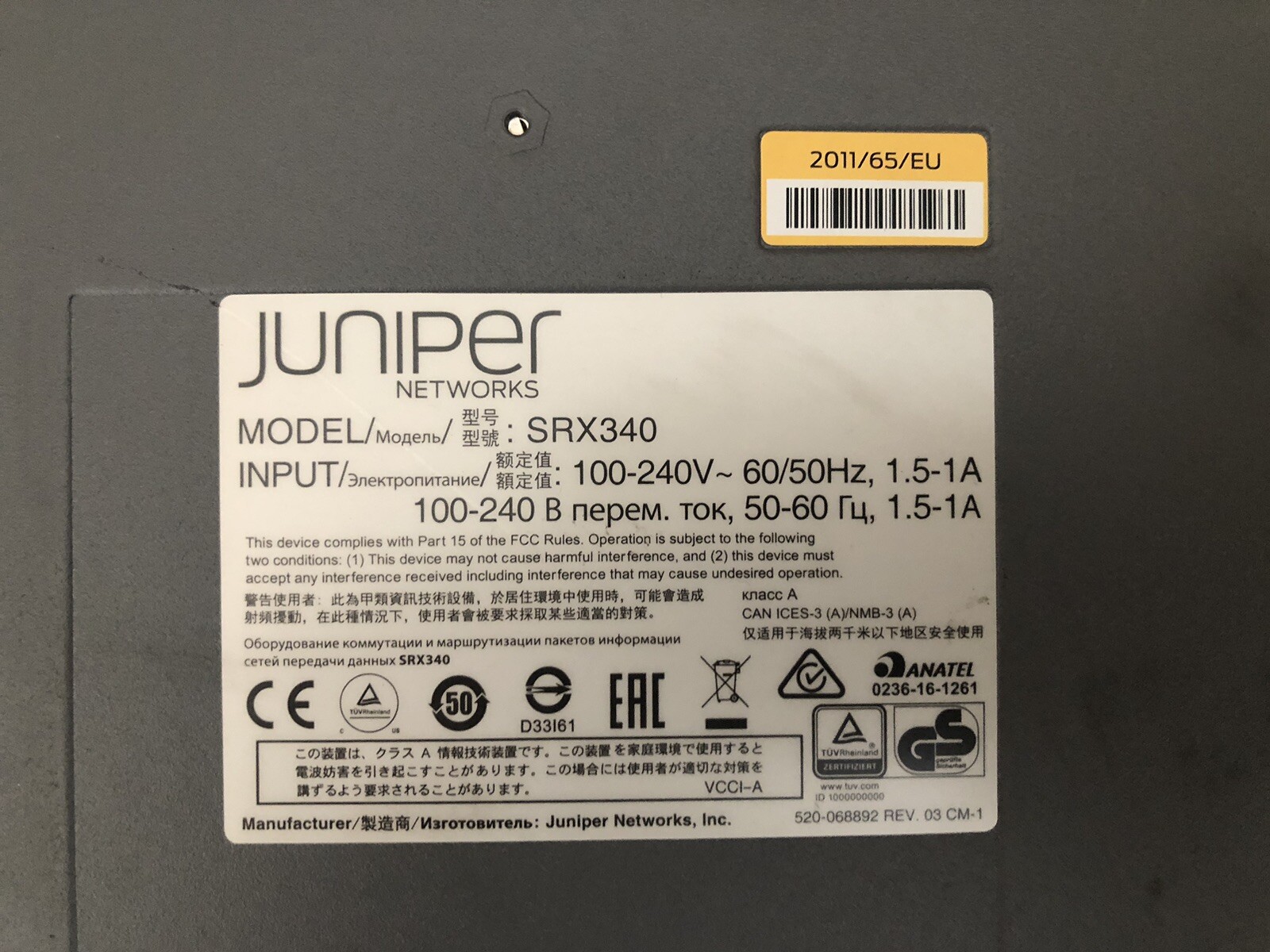 Juniper Networks SRX340 Juniper SRX340 VPN Firewall Juniper 650-065043 ...