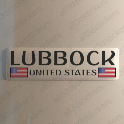 Lubbock USA United States Sticker 4.70x1.18" Domed Resin 3D Flag ...