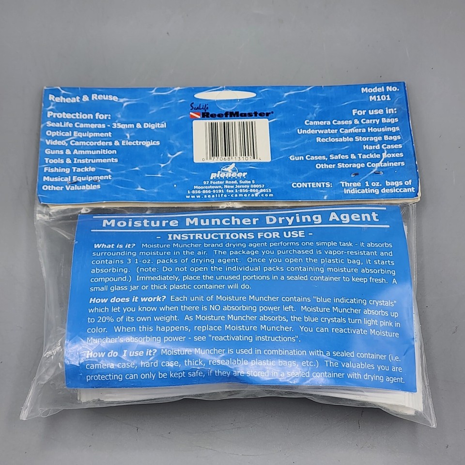 Sealife Moisture Muncher Drying Agent M101 Three 1 oz. bags Indicating ...