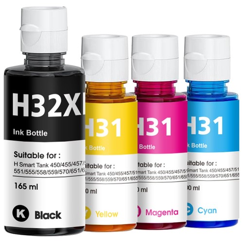 31 32XL Ink Bottle Set High Yield Ink Refills Compatible for HP Smart ...